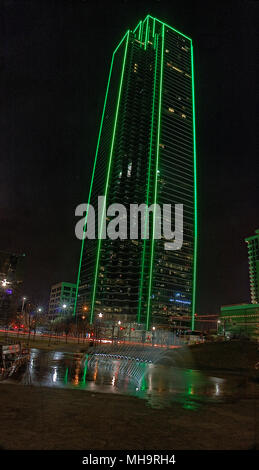 The Dallas Skyline at Night in Winter Stock Photo - Alamy