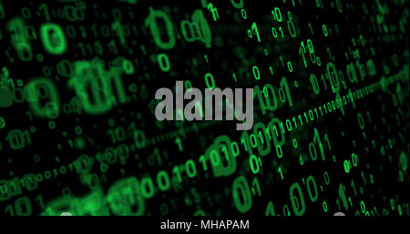 Binary Computer Code - Ones and Zeros Flickering Fast with a bit of ...