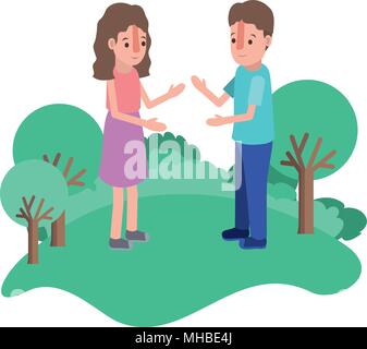 couple isometrics in field landscape avatars characters Stock Vector ...