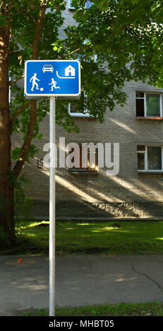 Attention sign warning pedestrian car dog road safety metal bamboo ...