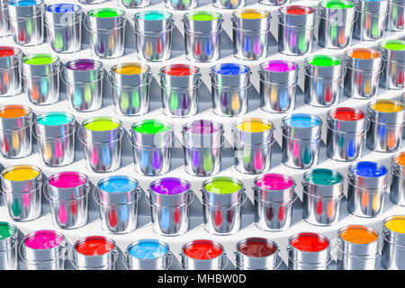 Paint cans, backdrop. 3D rendering Stock Photo - Alamy