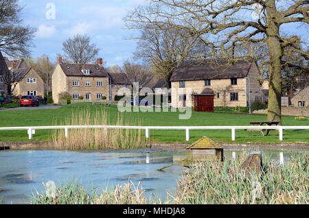 Spring, the village green at Barrowden village, Rutland County, England ...