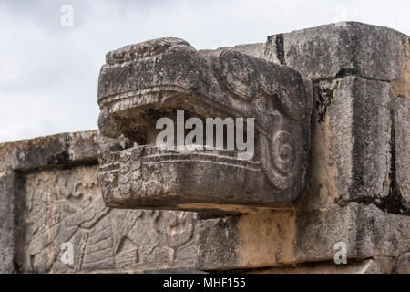 Kukulkan head detail showing fangs and tongue. This mayan deity, the ...