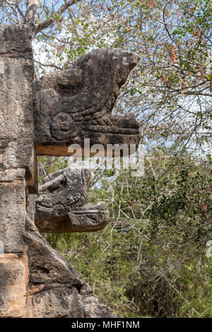Kukulkan head detail showing fangs and tongue. This mayan deity, the ...
