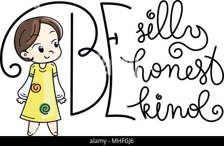 Be silly, be honest, be kind. Cute cartoon kids. Vector and ...