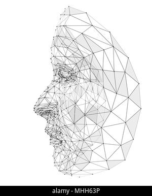 Human face consisting of lines, polygons and dots Stock Photo - Alamy