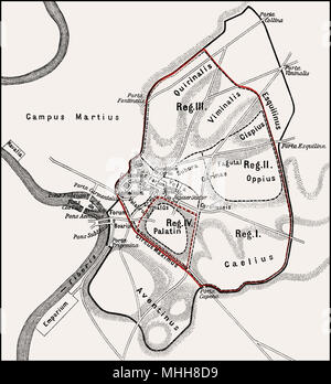 Vintage map of Rome city at the end of 19th century Stock Photo - Alamy