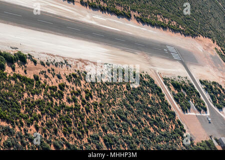 aerial view above Palm Springs International Airport PSP runway 31L ...