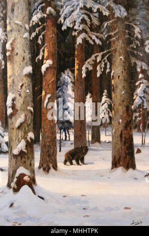 Brovar Yakov - Bear in the Wintry Forest - Russian School - 19th ...