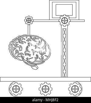 crane with brain icon over white background, colorful design. vector ...