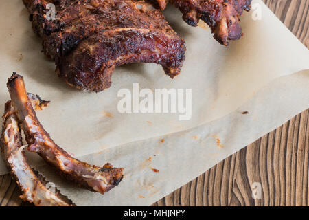 Grilled Spareribs with gnawed bones on backed paper Stock Photo - Alamy