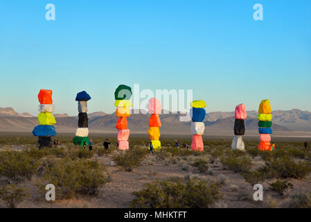 Swiss artist Ugo Rondinone’s Seven Magic Mountains, an art installation ...