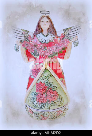 angel with floral background Stock Photo - Alamy