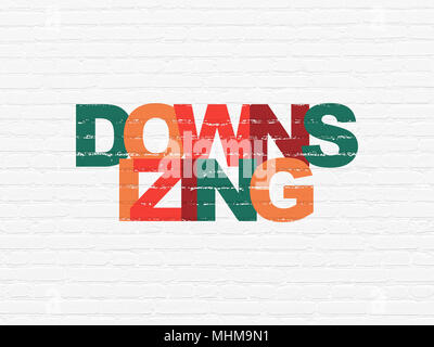 Finance concept: Downsizing on wall background Stock Photo - Alamy