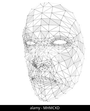 Human face consisting of lines, polygons and dots Stock Photo - Alamy