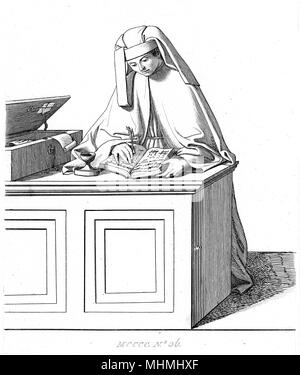 Scholar writing in a book Stock Photo - Alamy