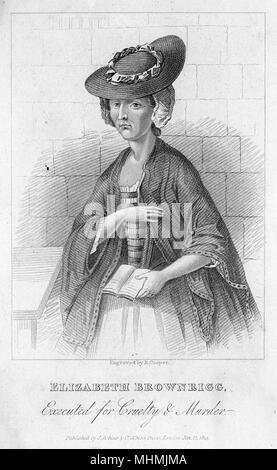 Elizabeth Brownrigg, executed for cruelty and murder. Hanged at Tyburn ...
