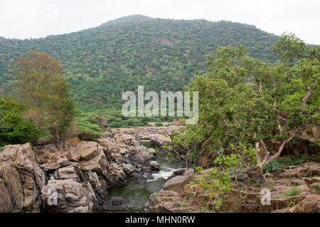 Hogenakkal waterfall in South India on the Kaveri river in the ...
