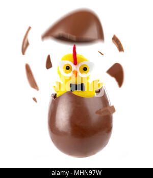 Easter chick with chocolate egg isolated over white Stock Photo - Alamy