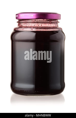 Jar of tasty blackberry jam on color background Stock Photo - Alamy