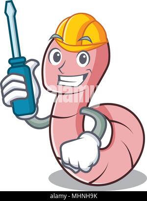 Mechanic worm mascot cartoon style Stock Vector Image & Art - Alamy