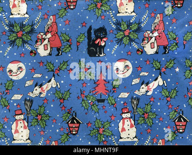 1950s Christmas Wrapping Paper Pattern Pineapple Retro Modern Retro
