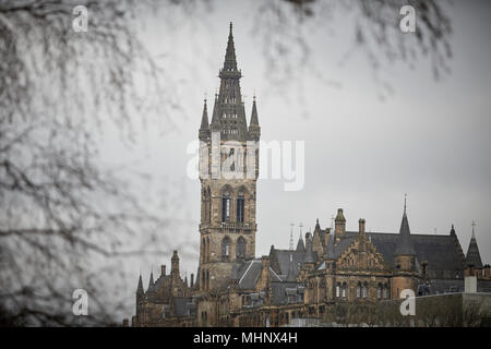 The Gilbert Scott building of Glasgow University showing the detail of ...