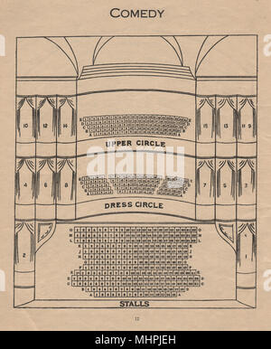 Comedy (now Harold Pinter) Theatre, Panton Street. Vintage seating plan ...