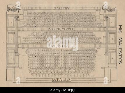 HIS MAJESTY'S THEATRE vintage seating plan. London West End. Her Majesty's 1937 Stock Photo - Alamy