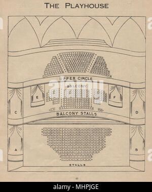 THE PLAYHOUSE THEATRE vintage seating plan. London West End 1937 old print Stock Photo - Alamy