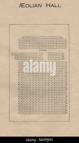 AEOLIAN HALL vintage seating plan. London. Concert Hall. New Bond ...