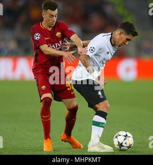 Roma's Stephan El Shaarawy, left, and Paulo Dybala, center, in action ...