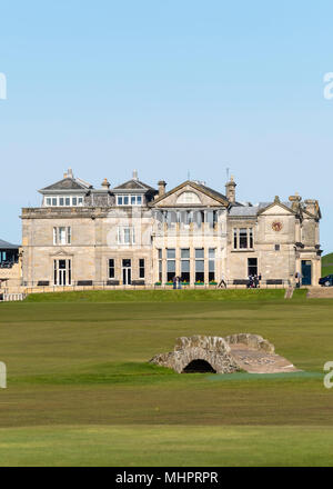 Famous Swilken Burn bridge on 18th fairway of Old Course at St Andrews ...