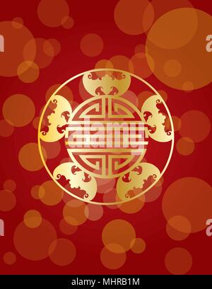 Chinese Longevity and Five Blessings Bats symbol character with border ...