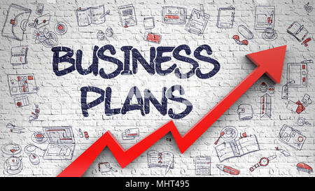 Business Plans Drawn on White Brick Wall Stock Photo - Alamy