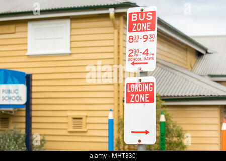 School bus loading zone sign Stock Photo - Alamy