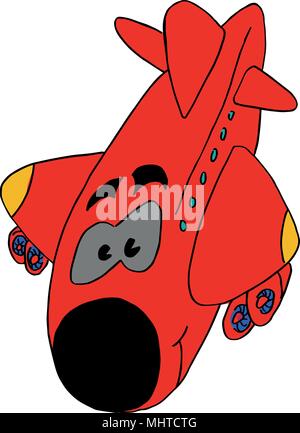 Airplane cartoon character with face expression on white background ...