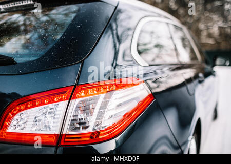 The Closeup Back Red Tail light car Convertible in Motor Show Stock ...