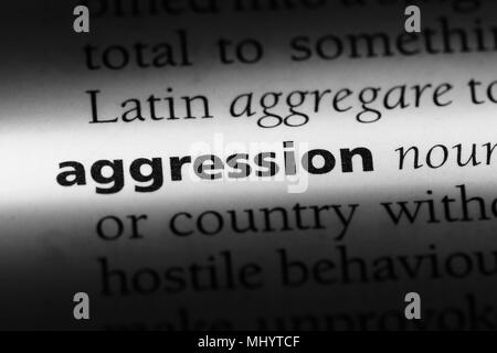aggression word in a dictionary. aggression concept Stock Photo - Alamy