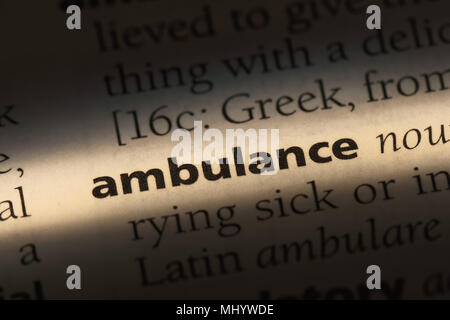 ambulance word in a dictionary. ambulance concept Stock Photo - Alamy
