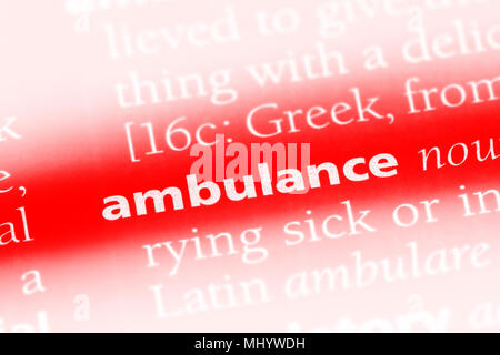 ambulance word in a dictionary. ambulance concept Stock Photo - Alamy