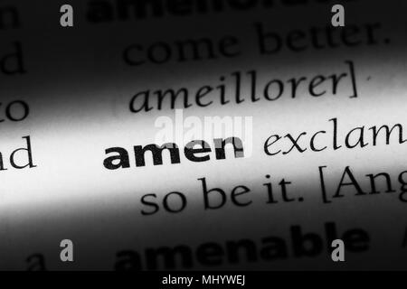 Definition of word amen in dictionary Stock Photo - Alamy