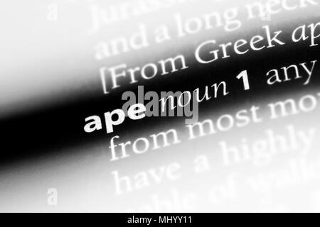 ape word in a dictionary. ape concept Stock Photo - Alamy