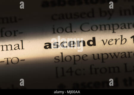 ascend word in a dictionary. ascend concept Stock Photo - Alamy