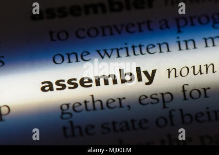 assembly word in a dictionary. assembly concept Stock Photo - Alamy