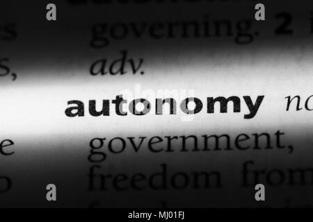 autonomy word in a dictionary. autonomy concept Stock Photo - Alamy