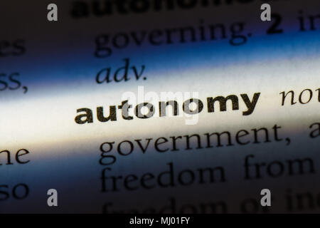 autonomy word in a dictionary. autonomy concept Stock Photo - Alamy