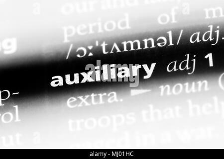 auxiliary word in a dictionary. auxiliary concept Stock Photo - Alamy