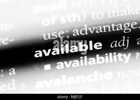 available word in a dictionary. available concept Stock Photo - Alamy
