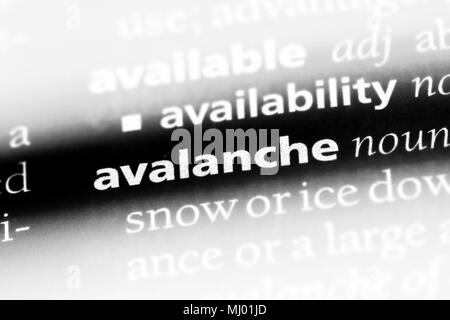 avalanche word in a dictionary. avalanche concept Stock Photo - Alamy